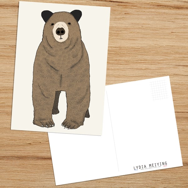 Toby, Postcard with Brown Bear Illustration - Folksy