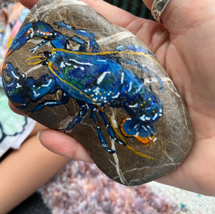 Blue Lobster hand painted and varnished paper w... - Folksy