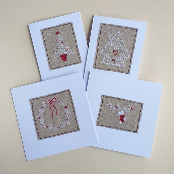 Christmas Cards Set of Four - Folksy