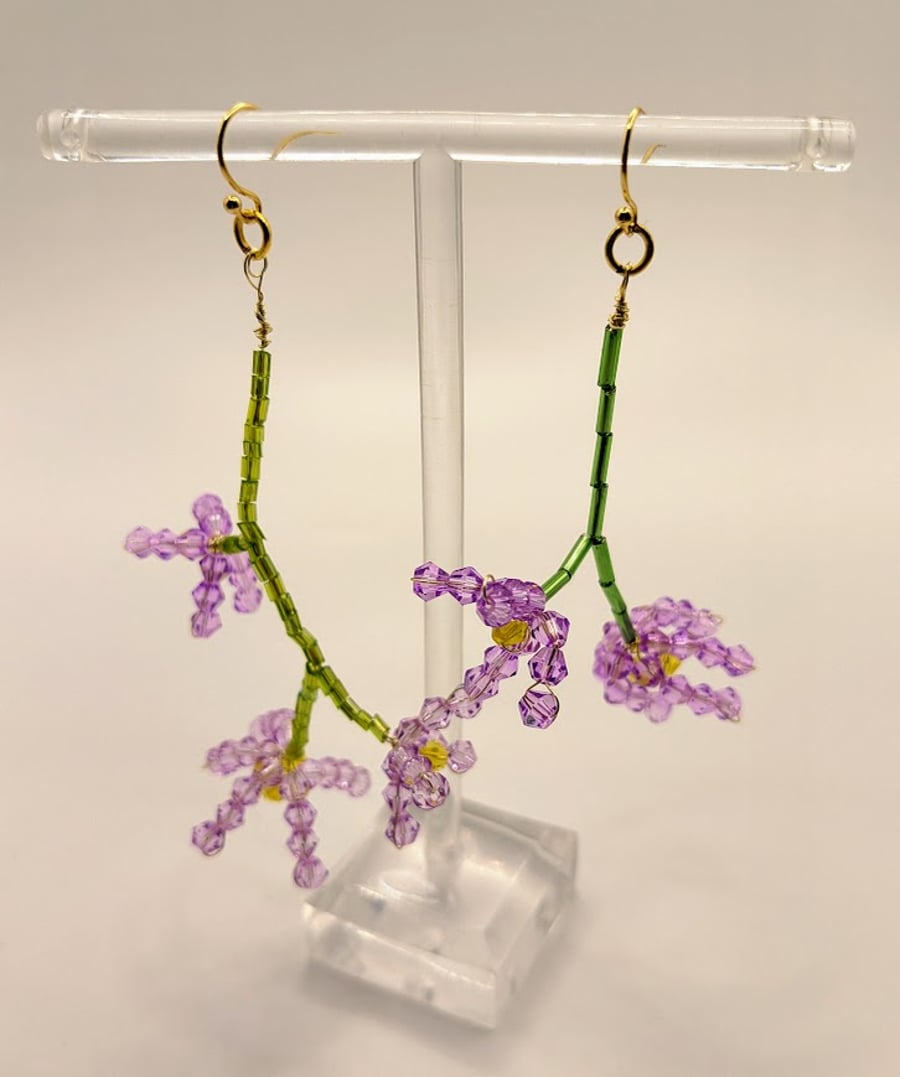 Modern Miss match crystal and glass bead purple... - Folksy