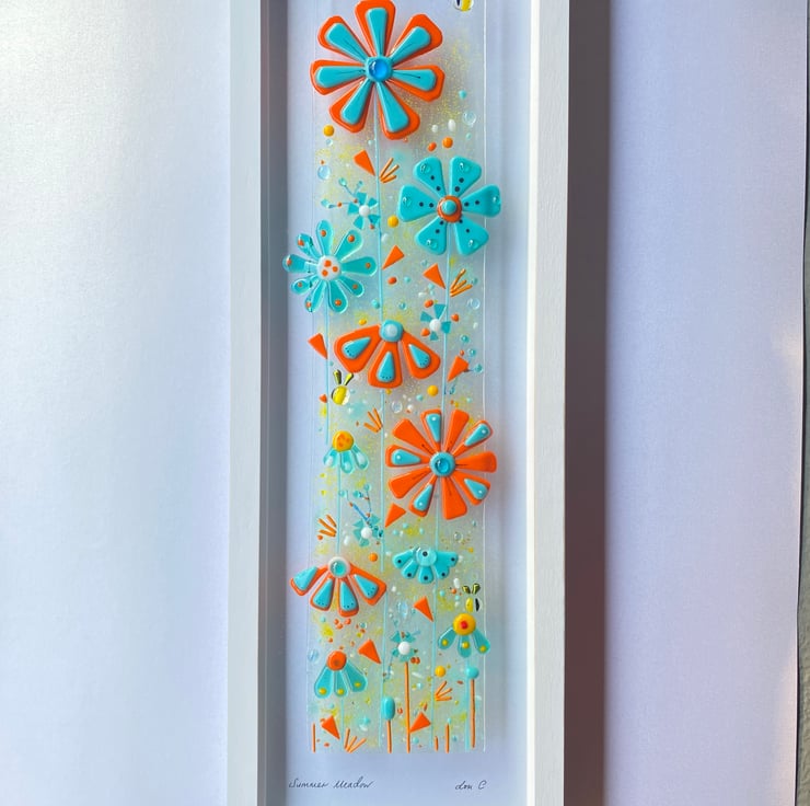 Fused glass floral ( retro inspired ) panel - Folksy