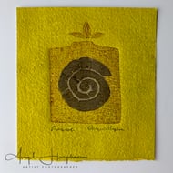 Small Lino - Block Print - Bottle with Fossil - Folksy