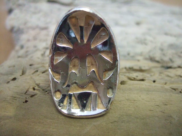 Sterling Silver and Copper Mask Ring - Folksy