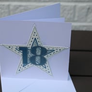 18th Birthday card - handdrawn blue & silve... - Folksy