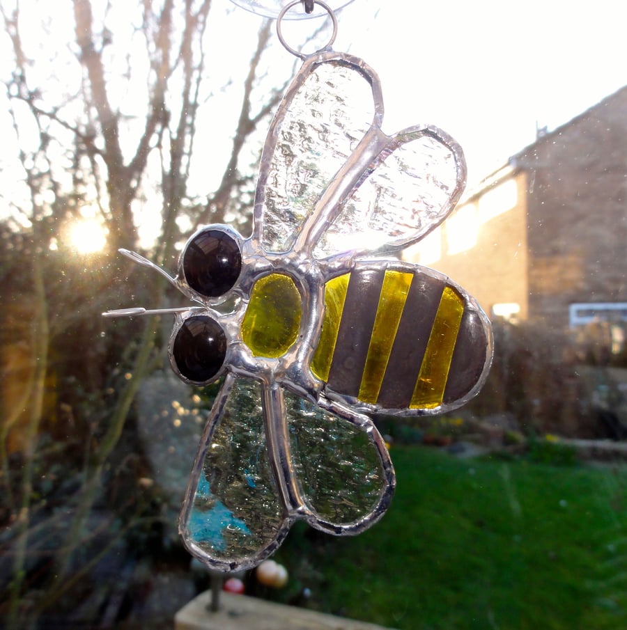 Stained Glass Bee Suncatcher - Folksy