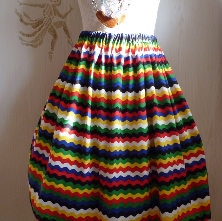 Summer ric Rac Full Flared Rockabilly Cotton Sk... - Folksy