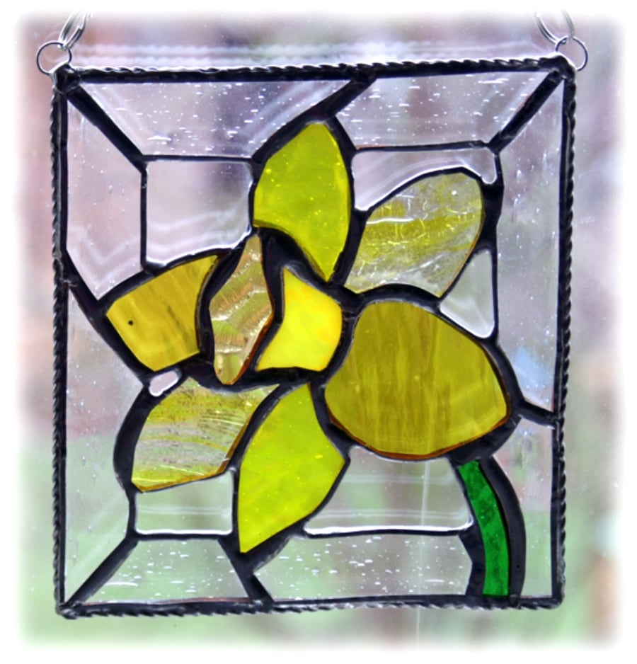 Daffodil Stained Glass framed suncatcher flower... - Folksy