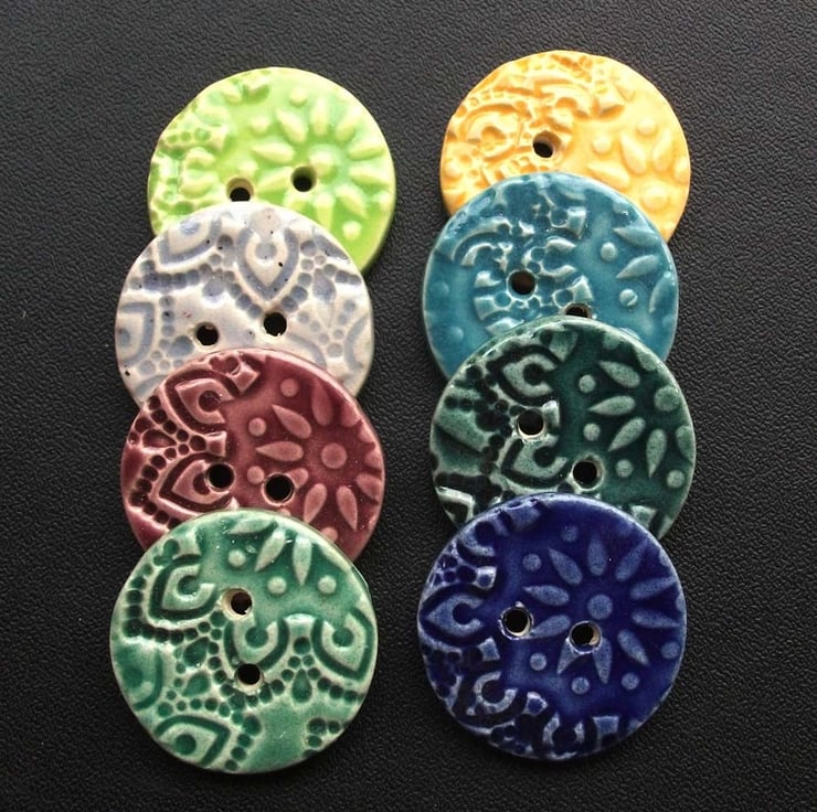 Set of 8 large ceramic buttons - Folksy