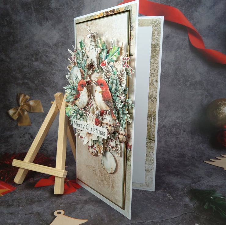 Handmade Christmas Card (69) Robins & Winte... - Folksy