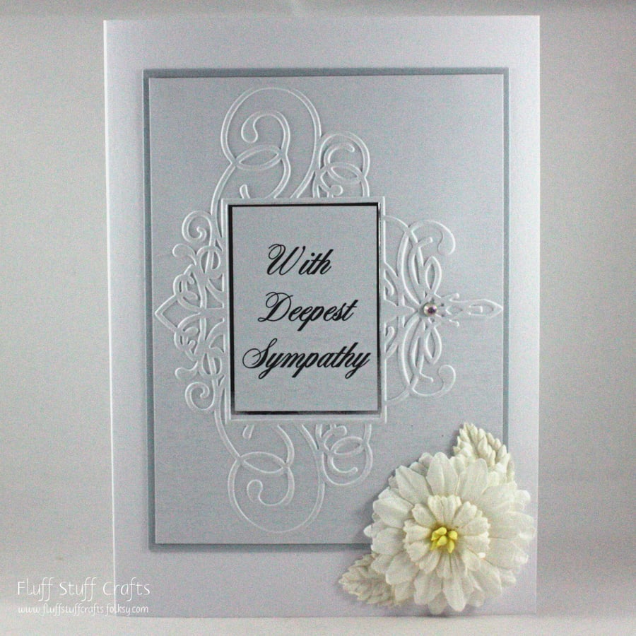 Handmade white sympathy card - Folksy