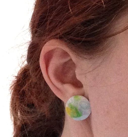 Mint Marble FIMO Disc Studs - Folksy
