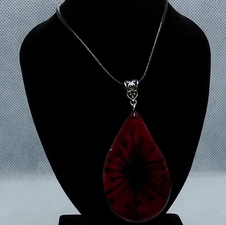 Artisan hand painted dandelion pendant - Folksy