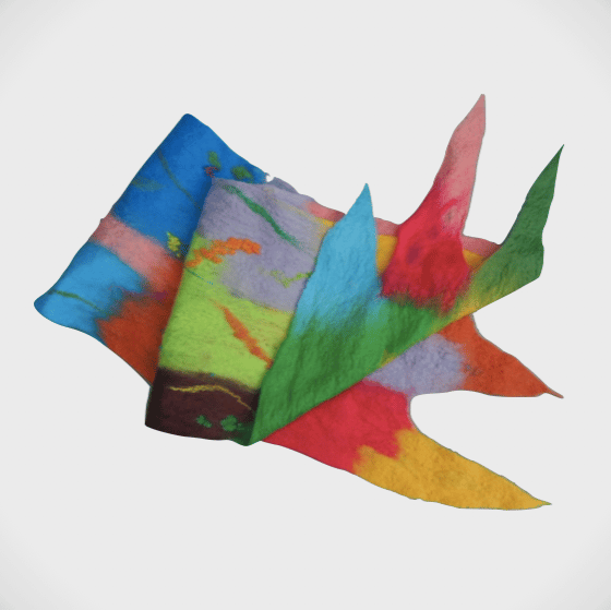 Felted Harlequin Scarf, merino wool with wool a... - Folksy
