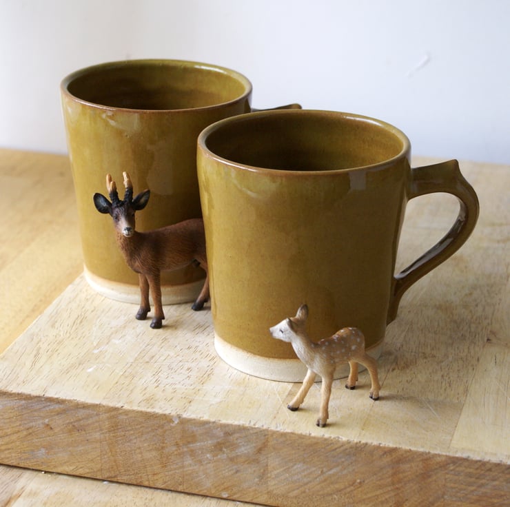 Two spicy chai latte mugs - stoneware pottery m... - Folksy