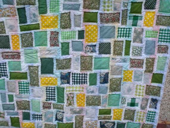 unique patchwork scrap fabric rag throw for whe... - Folksy