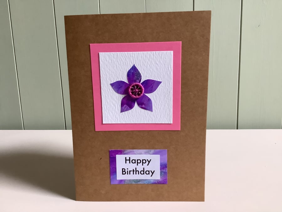 Handcrafted Birthday Card embellished with a Do... - Folksy