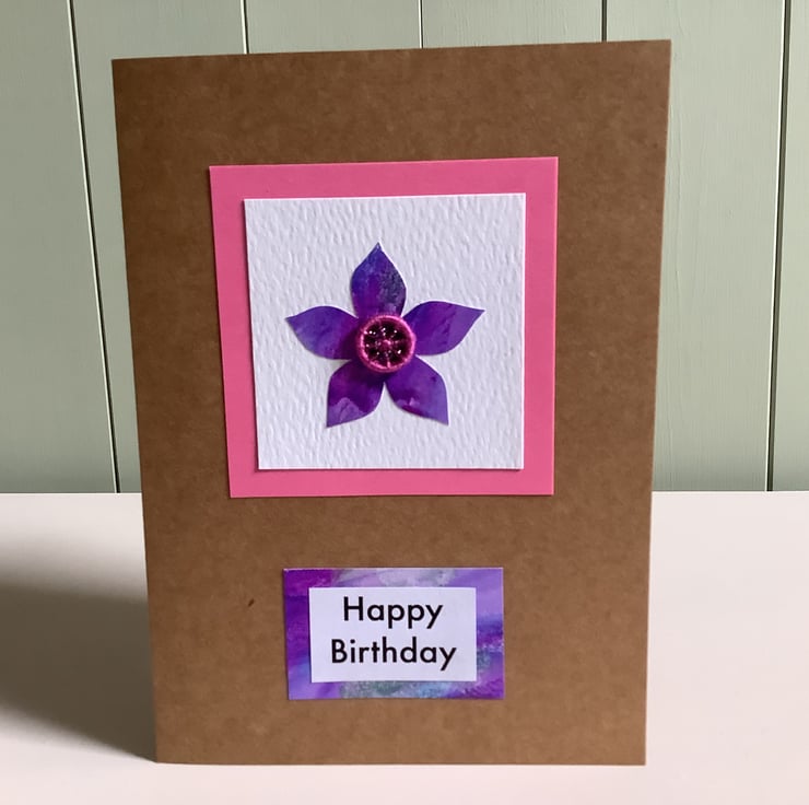 Handcrafted Birthday Card embellished with a Do... - Folksy