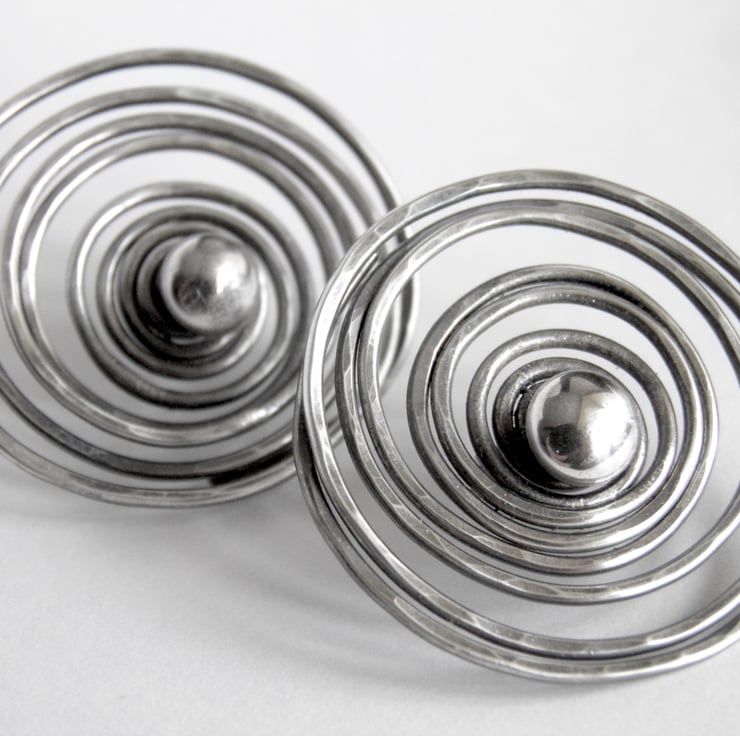 Sterling Silver Earrings Spiral Design Handcraf... - Folksy