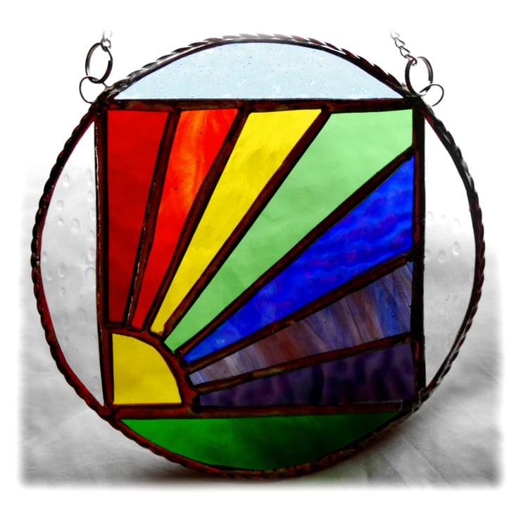 Rainbow Weather Suncatcher Stained Glass Handma... - Folksy