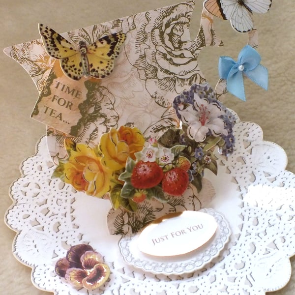 Luxury Handmade Tea Cup Mother's Day Card - Folksy