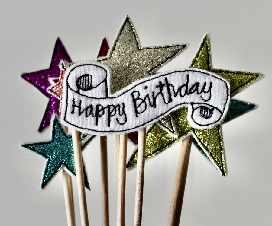 'Happy Birthday' Stars - Cake Toppers - Folksy