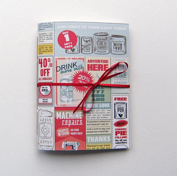 Vintage 50s Diner Retro-Style Notebook with Rib... - Folksy