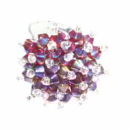 Dark Fushia Crystal Bead Ring - UK Free Post - Folksy