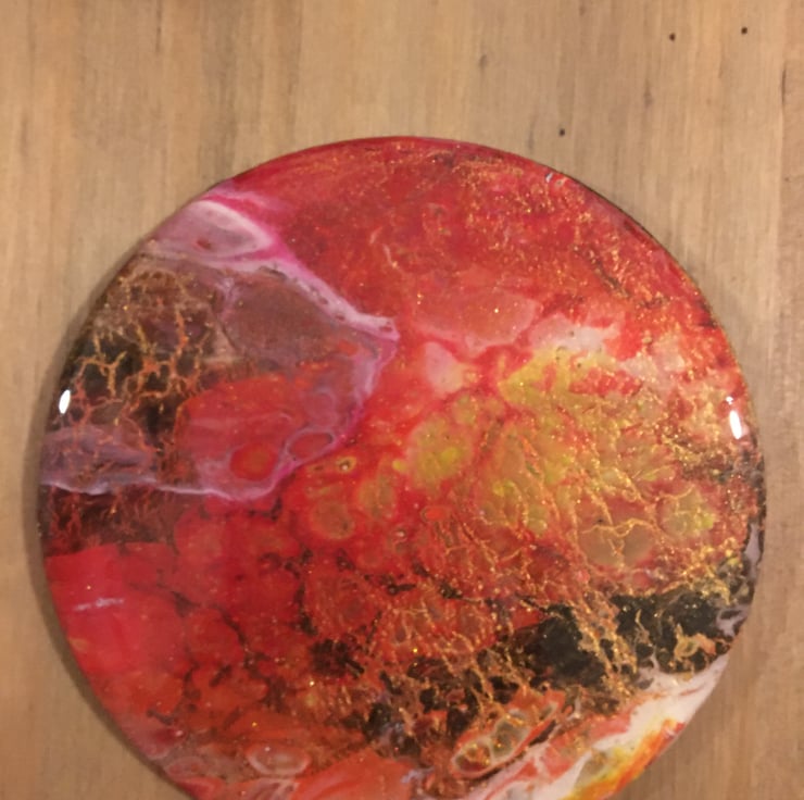 Red, lightweight, round , fluid art coasters,... - Folksy