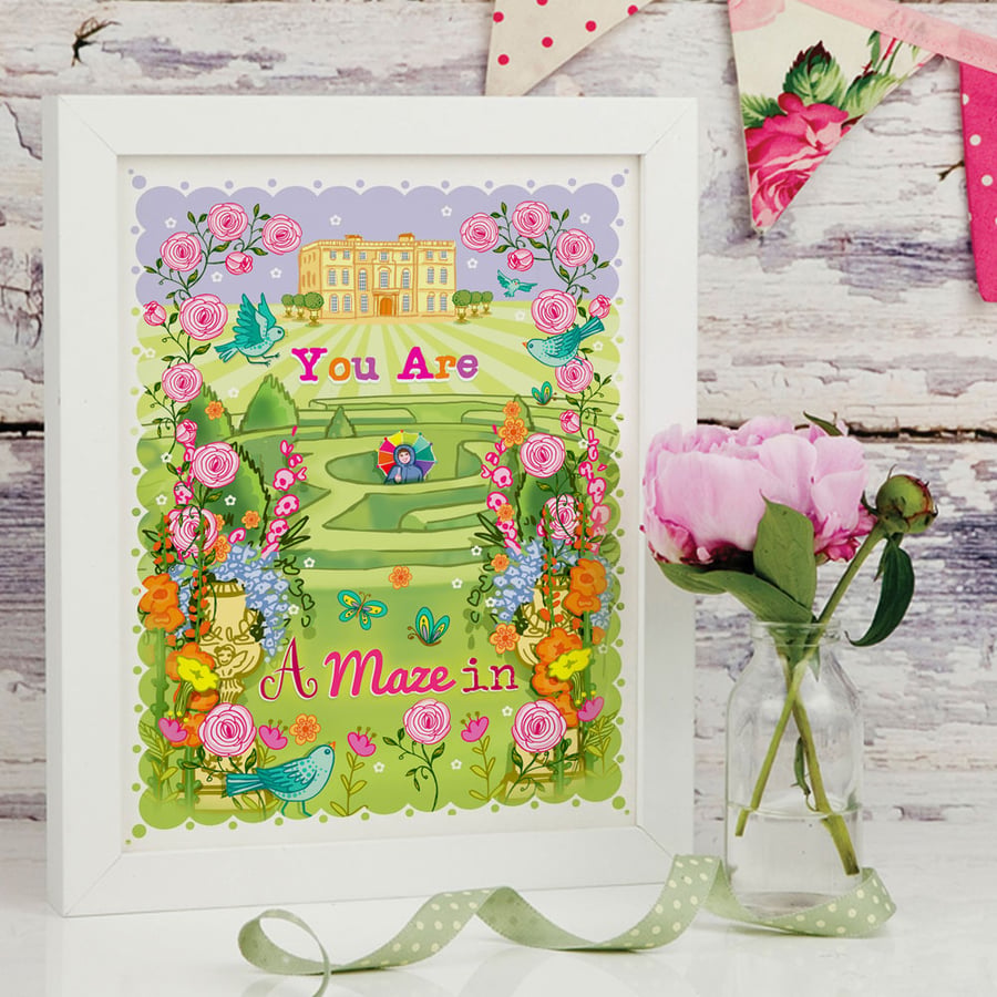 'You Are A Maze In' 10x8" Framed Print - Folksy
