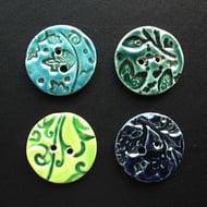set of four large ceramic buttons - Folksy