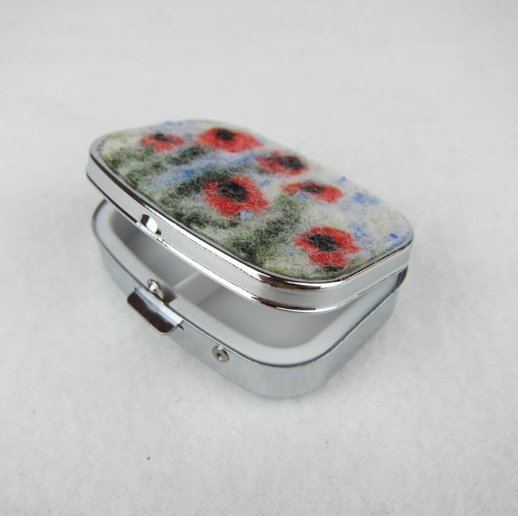 Rectangular pill box or trinket box with hand f... - Folksy