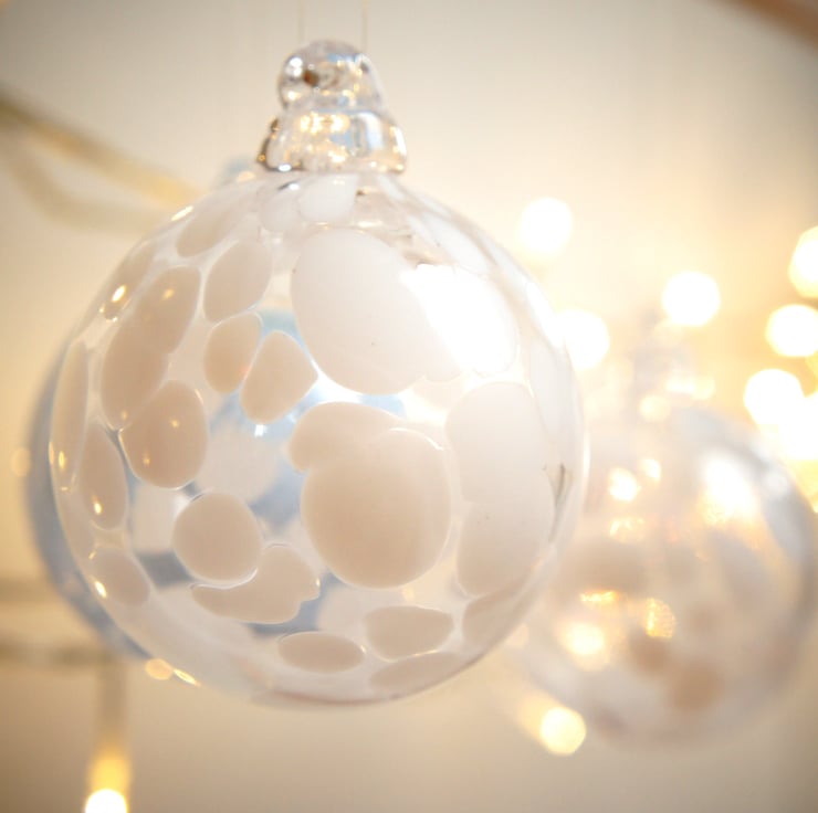 Mini Snow White Handmade Blown Glass Bauble - Folksy