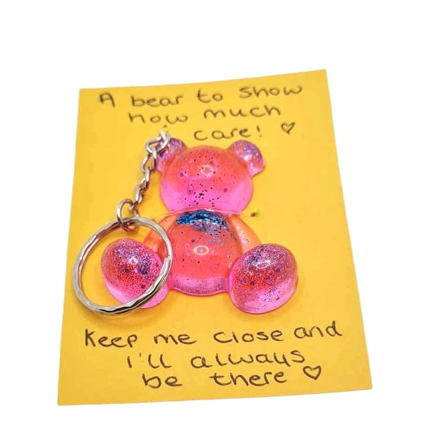 Teddy bear keyring, Bear hug large keyring, Cus... - Folksy