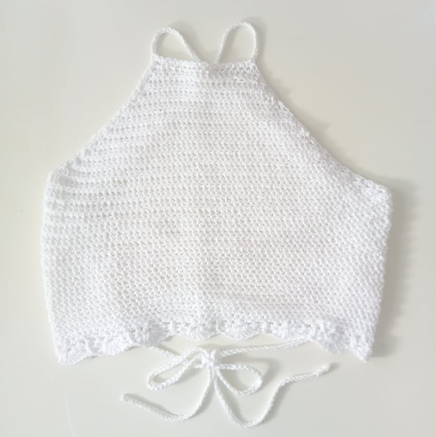 White Cotton Crop Top - Folksy