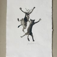 two Cats Dancing - Folksy