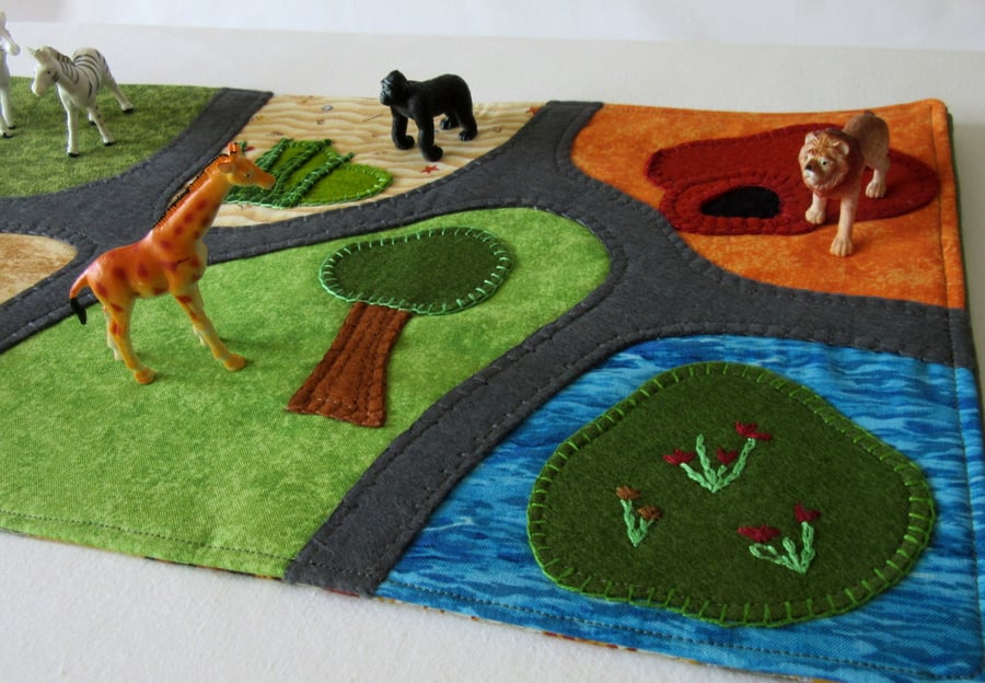 Zoo Travel Play Mat - Safari Zoo Play On The Go... - Folksy