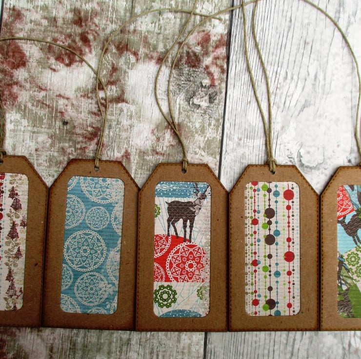 Christmas Gift Tags set of 5 - Folksy