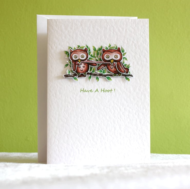 Cheeky Pair of Owls A6 Card - Have A Hoot! - Folksy