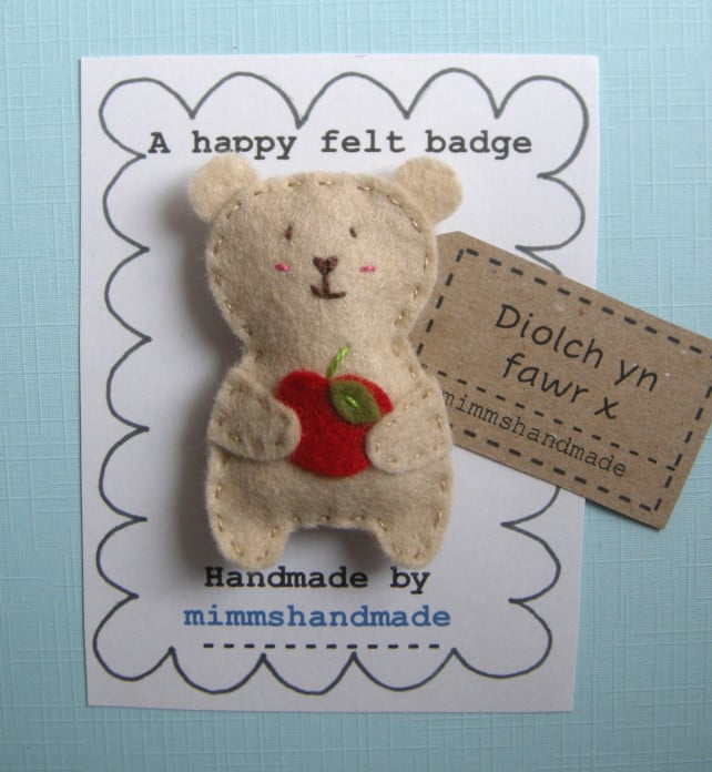 brooch, badge, pin badge, bear badge, teacher g... - Folksy