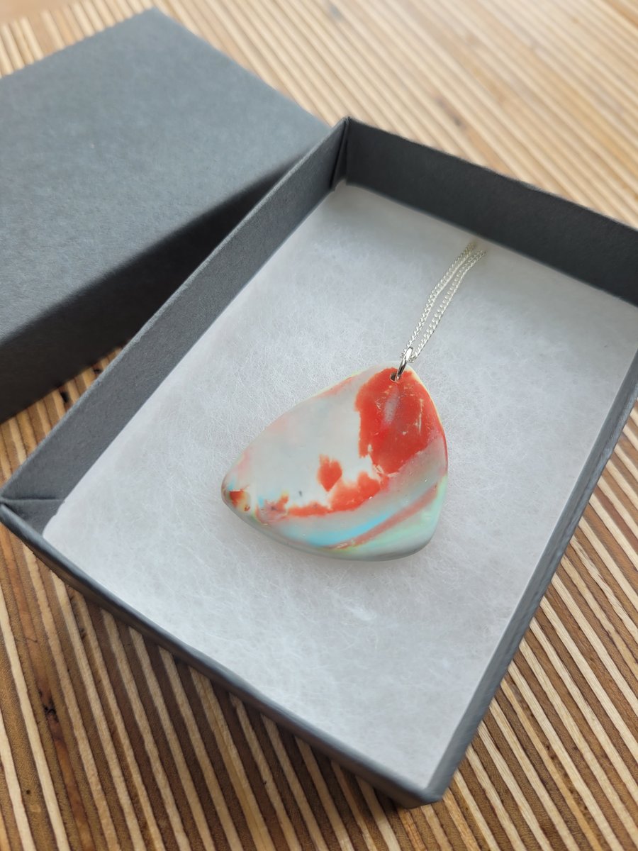 Polished Pebble Polymer Clay Pendant - Folksy