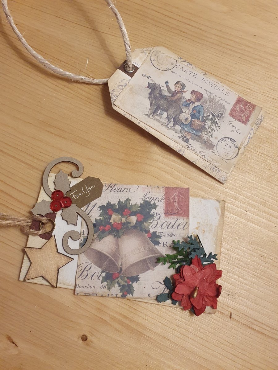 2 Upcycled Gift Tags - Folksy