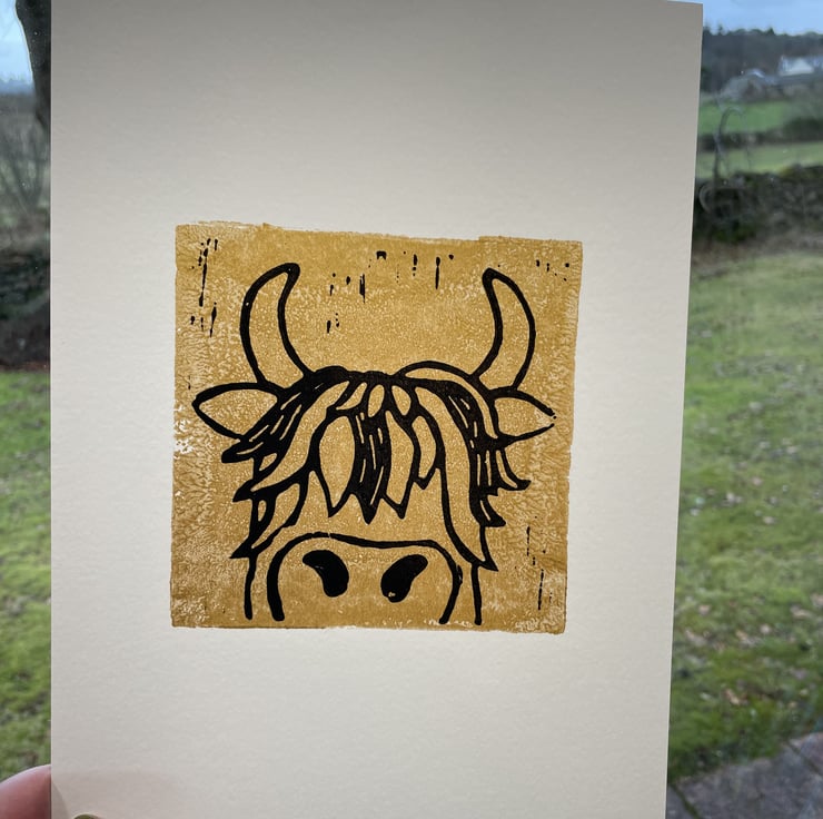Highland Cow - A4 Linoprint - Folksy