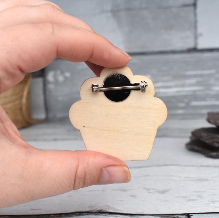 Butterfly cupcake brooch hand burned using pyro... - Folksy