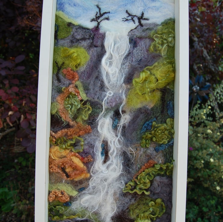Textile art picture - Waterfall - Needle felte... - Folksy