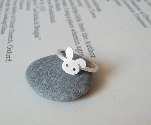 bunny rabbit ring with floppy ear - Folksy