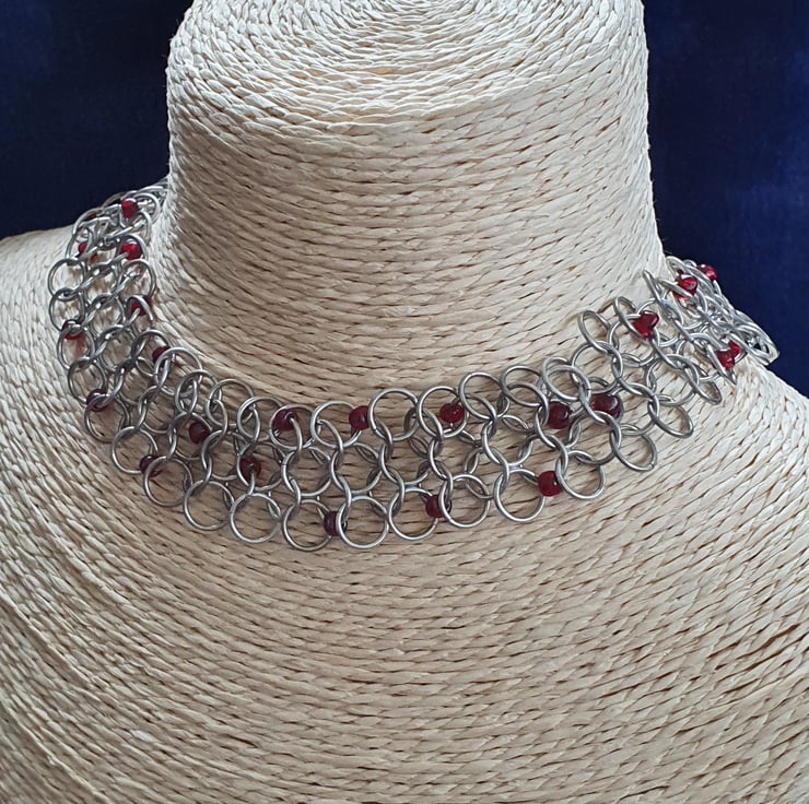 chainmail choker necklace Dragon Blood Droplet - Folksy