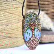 Tree of life pyrography pendant with heart and ... - Folksy
