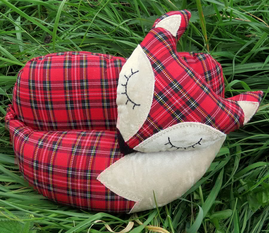 Fox doorstop. A tartan fox with velvet accents... - Folksy