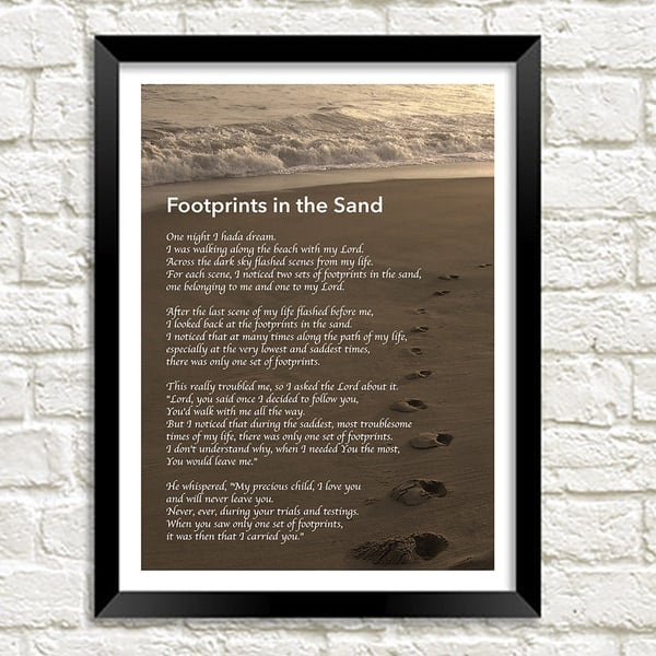 Footprints in the Sand Poem Art Print - Folksy