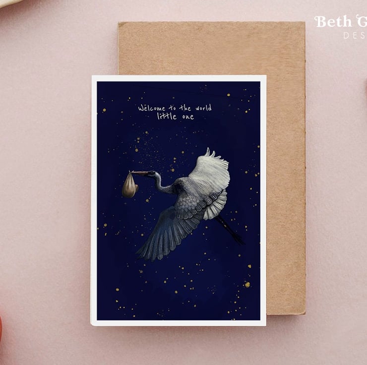 New Baby Stork Card - Baby Cards, Stork Baby Ca... - Folksy
